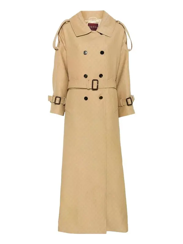 Gucci Logo-jacquard Trench Coat - Neutrals