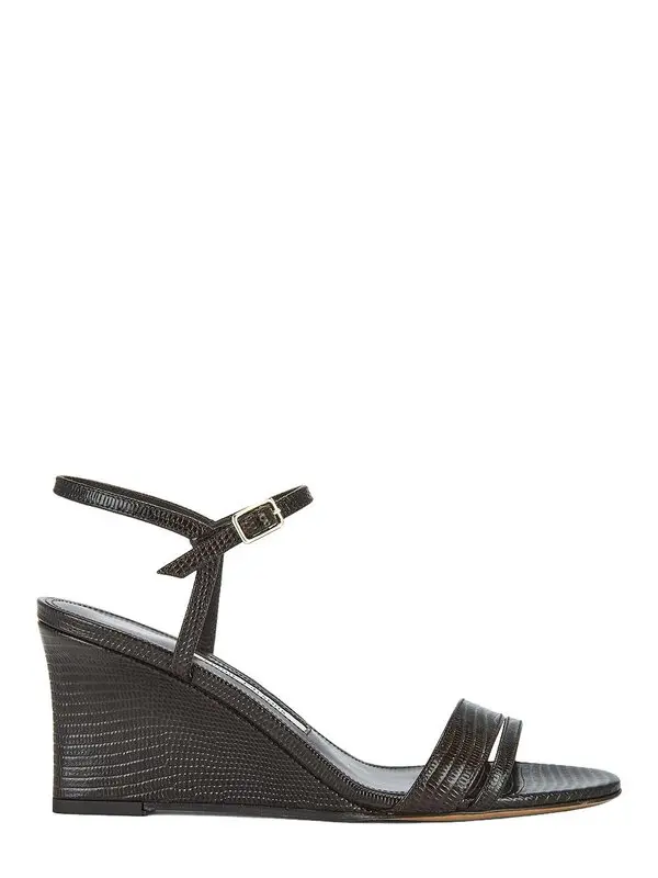 EMME PARSONS Simple Wedge - Espresso Embossed Lizard