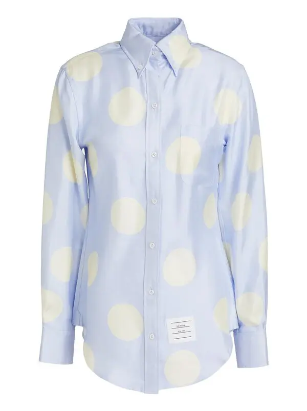 Thom Browne Polka Dot Silk-twill Shirt - Light Blue