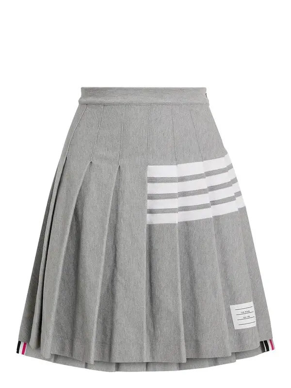 Thom Browne Pleated Striped Skirt - Light Gray