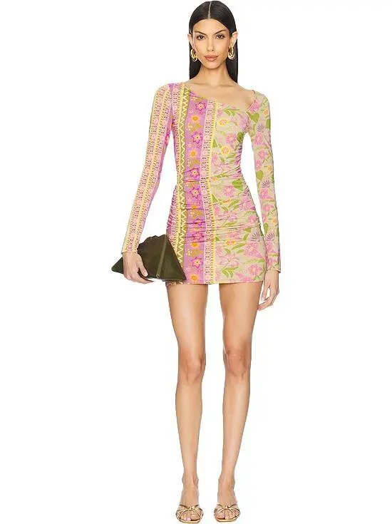 SPELL Goldie Shimmer Mini Dress - Desert Rose