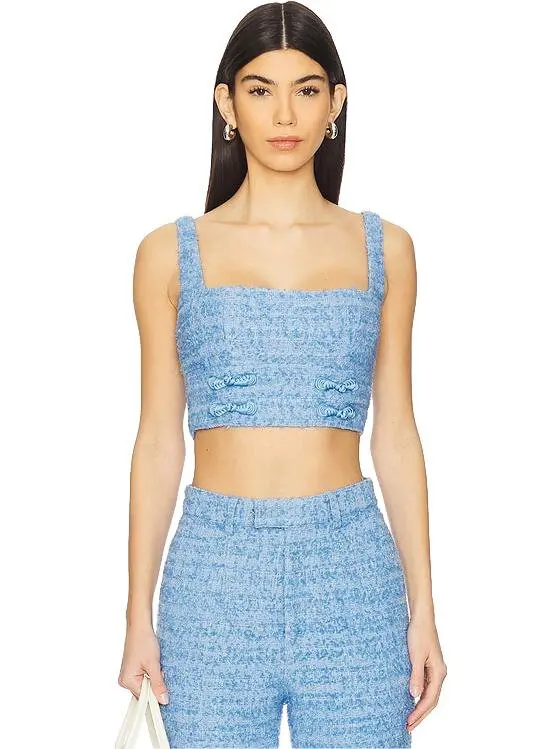 SAU LEE Bridgette Tweed Top - Cornflower Blue