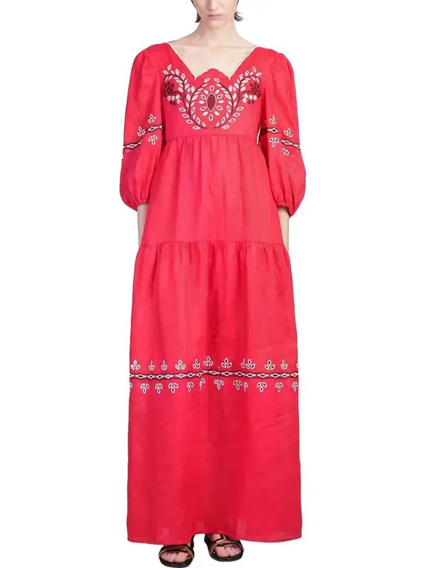 HOLY CAFTAN Adalasia Maxi Dress - Red