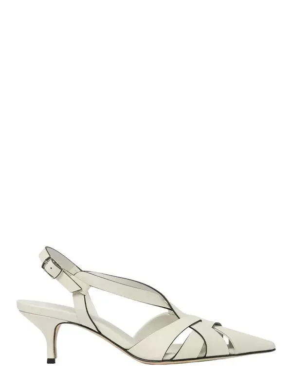 SCAROSSO Leather Slingback Pumps - Neutrals