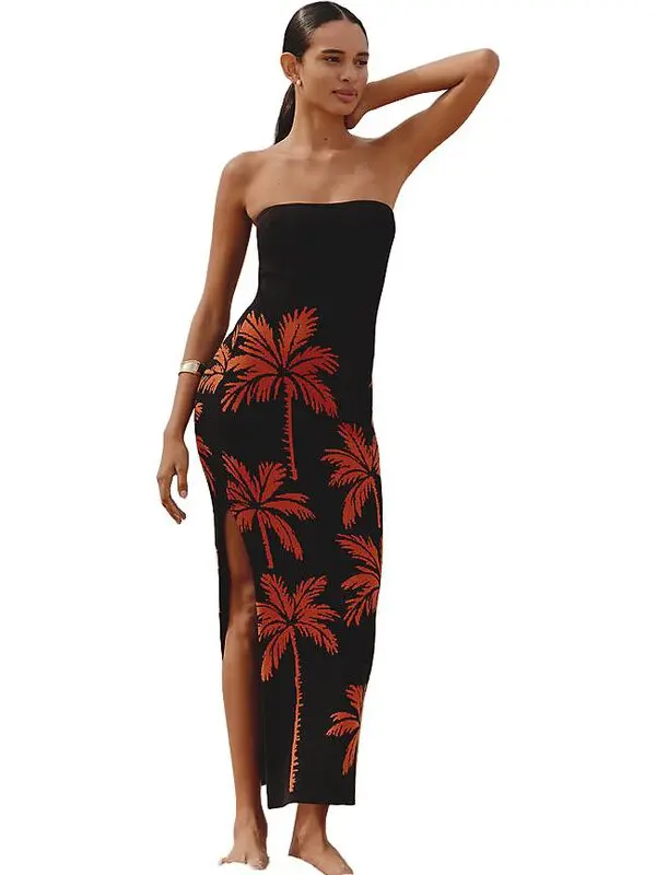 CELANDINE The Mesa Strapless Column Midi Dress - Black
