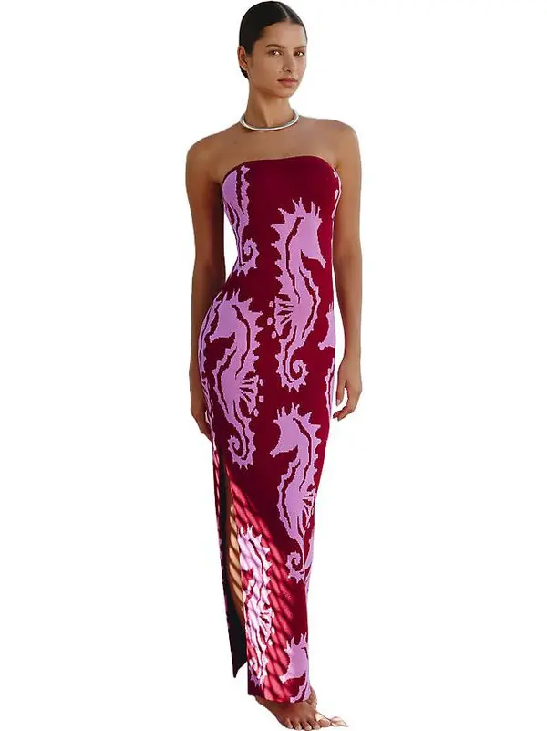 CELANDINE Mesa Strapless Column Midi Dress - Seahorse