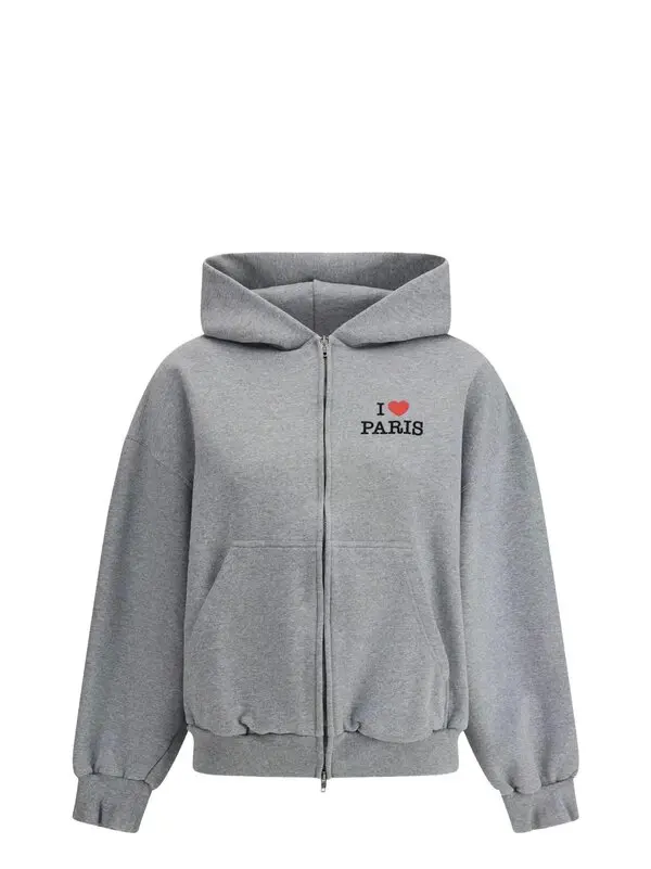 Balenciaga I Love Paris Zip-up Hoodie - Grey