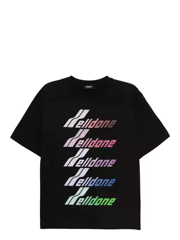 We11Done Multi Logo Print T-shirt - Black