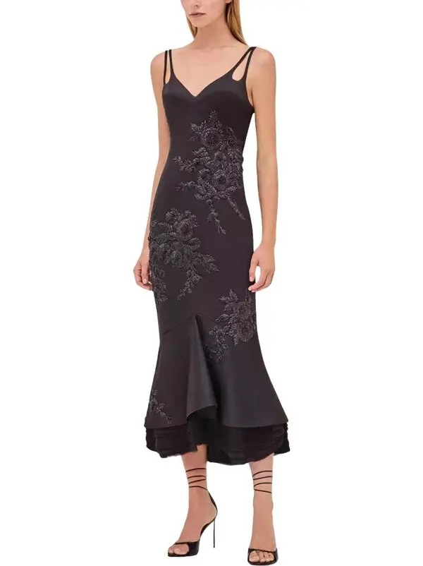 Alexis Raquel Embroidered Mermaid Dress - Black