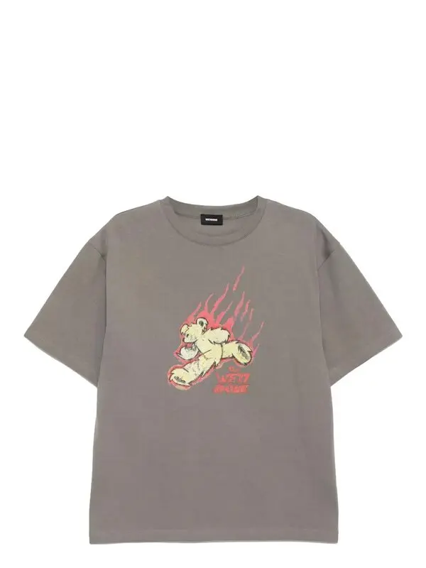 We11Done Run Flame Teddy Print T-shirt - Grey