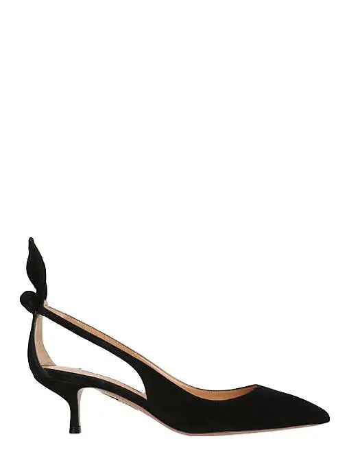 AQUAZZURA Bow Tie Suede Heeled Pumps - Black