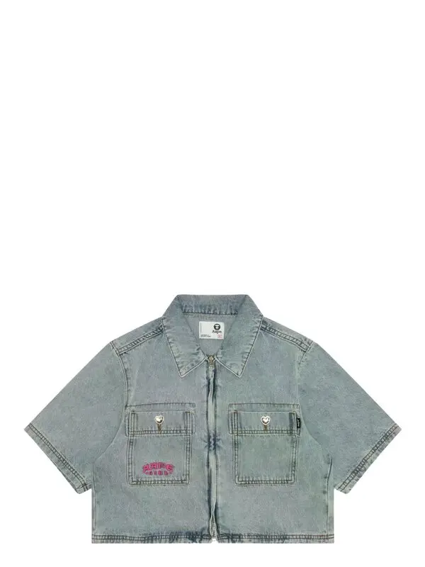 A BATHING APE Aape * Zip-up Cropped Shirt - Blue