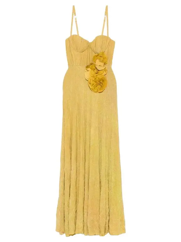Elisabetta Franchi Floral-appliqué Gown - Yellow