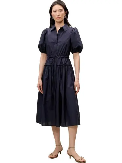 Rebecca Taylor Poplin Midi Shirt Dress - Dark Navy