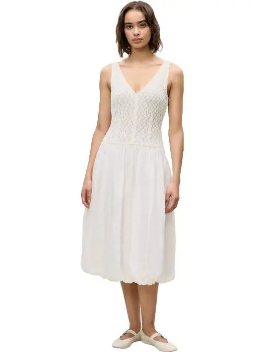 Rebecca Taylor Fiona Mixed Media Dress - White