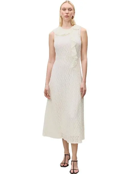 Rebecca Taylor Fiona Stretch Lace Midi Dress - White