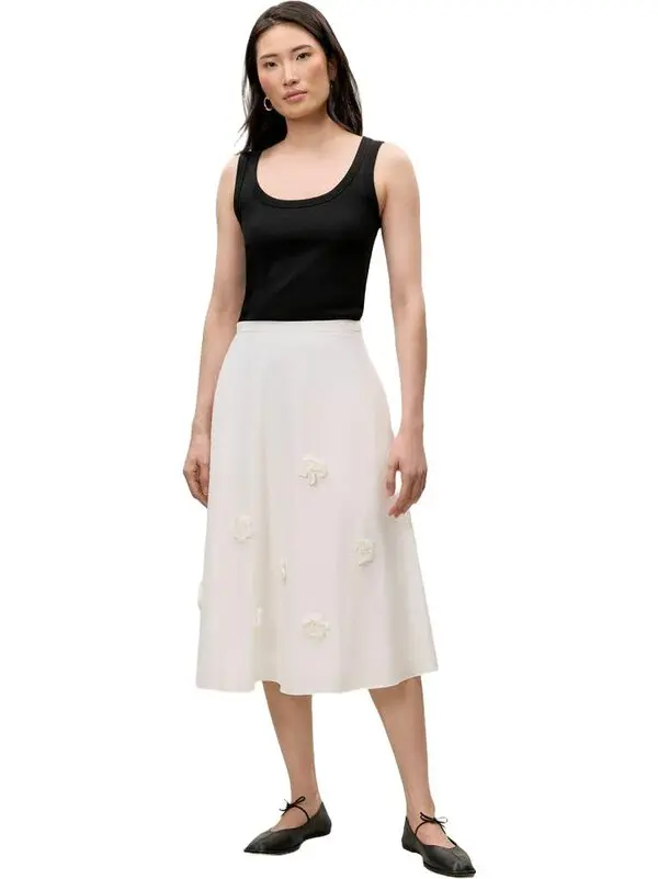 Rebecca Taylor Priya Poplin Midi Skirt - Milk