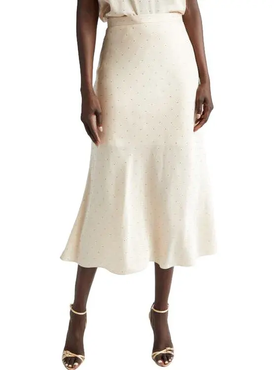 St. John Crystal-embellished Stretch Satin Midi Skirt - Puut Putty