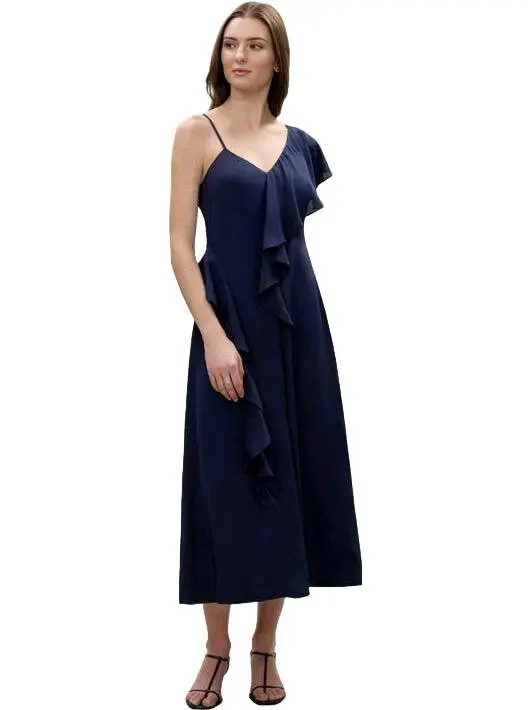 Rebecca Taylor Irie Silky Midi Dress - Navy