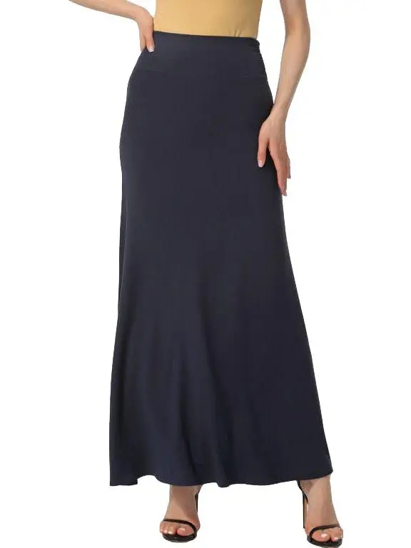 KIMI + KAI Ruched Maxi Skirt - Navy