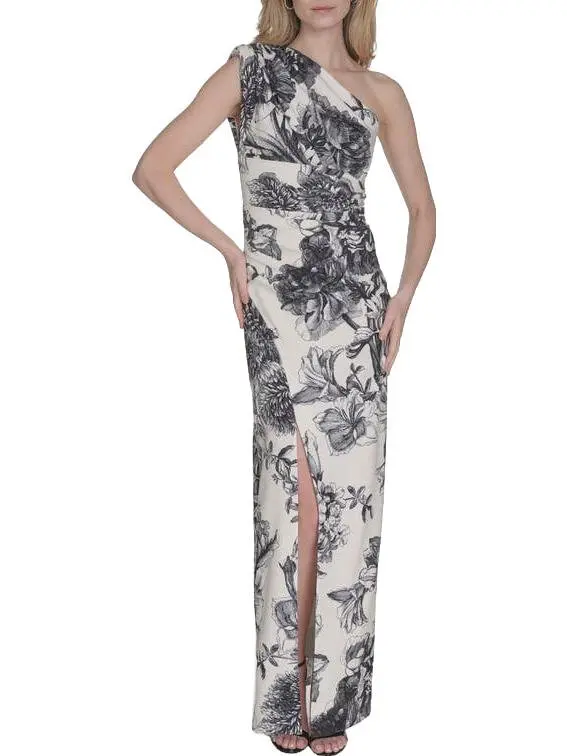 Vince Camuto Laguna Floral One-shoulder Gown - Ivory