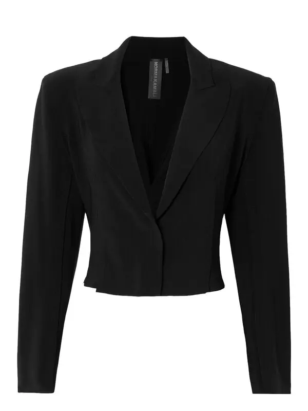 Norma Kamali Cropped Stretch-jersey Blazer - Black