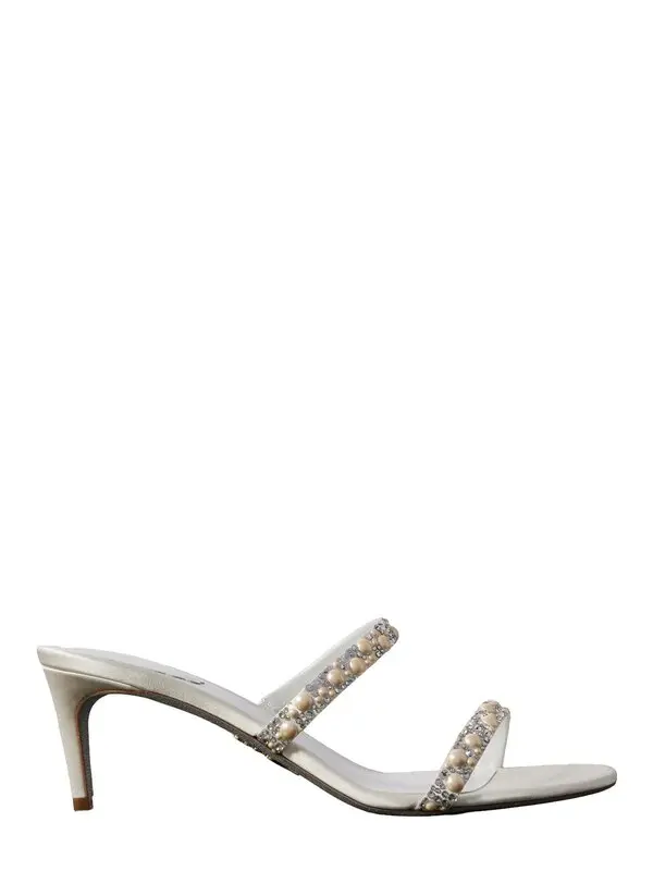 Rene Caovilla Embellished Mules - White