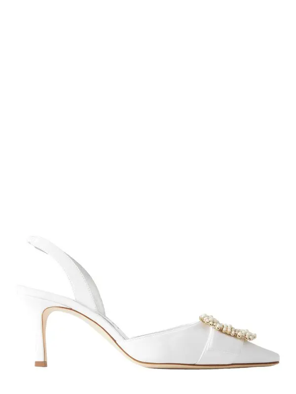 Manolo Blahnik Gibsli 70 Crepe De Chine Slingback Pumps - Cream
