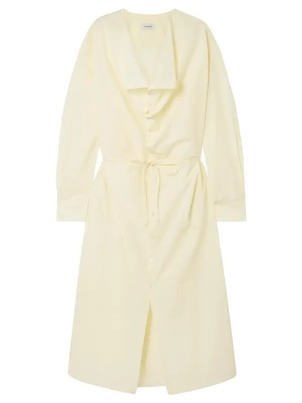 LEMAIRE Asymmetric Belted Cotton-crepe Midi Dress - Yellow