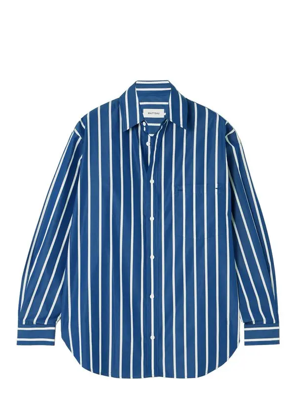 Matteau Striped Cotton-poplin Shirt - Blue