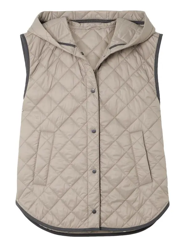 Brunello Cucinelli Hooded Quilted Shell Vest - Brown