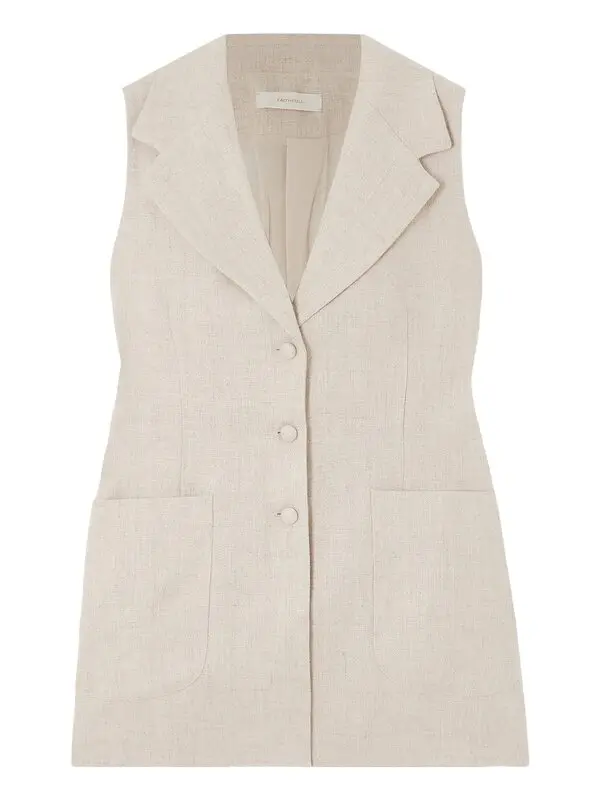 Faithfull The Brand Josette Linen Vest - Neutrals