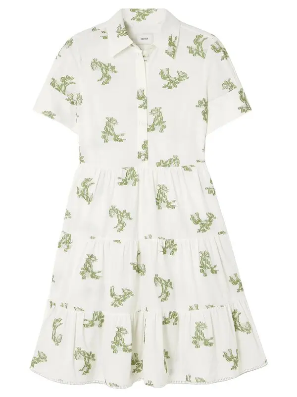 Erdem Embroidered Gathered Fil Coupé Cotton Mini Dress - Ivory
