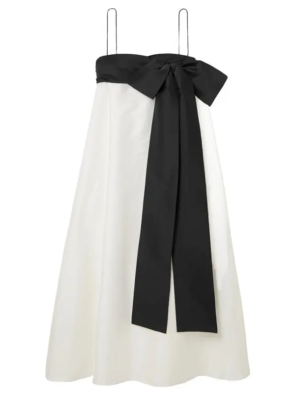 Bernadette Bailey Bow-embellished Taffeta Midi Dress - Neutrals