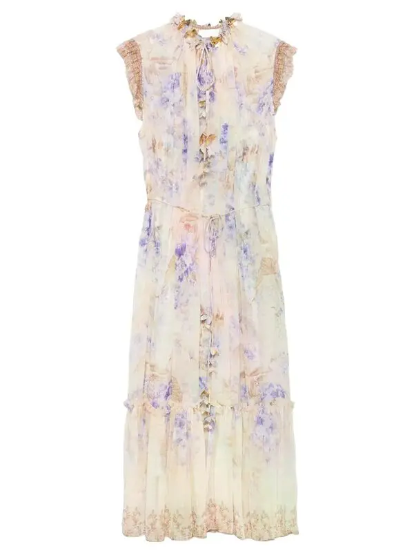 Zimmermann Dawning Flutter Midi Dress - Neutrals