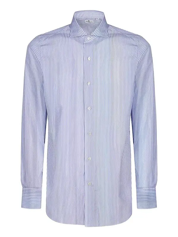 FINAMORE 1925 Striped Cotton Shirt - Blue