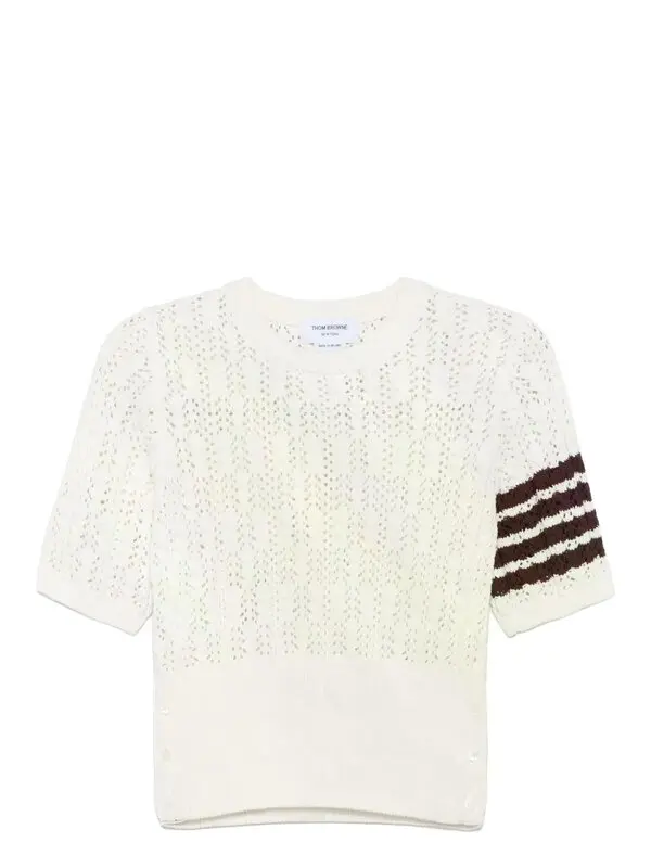Thom Browne 4-bar Pointelle T-shirt - White