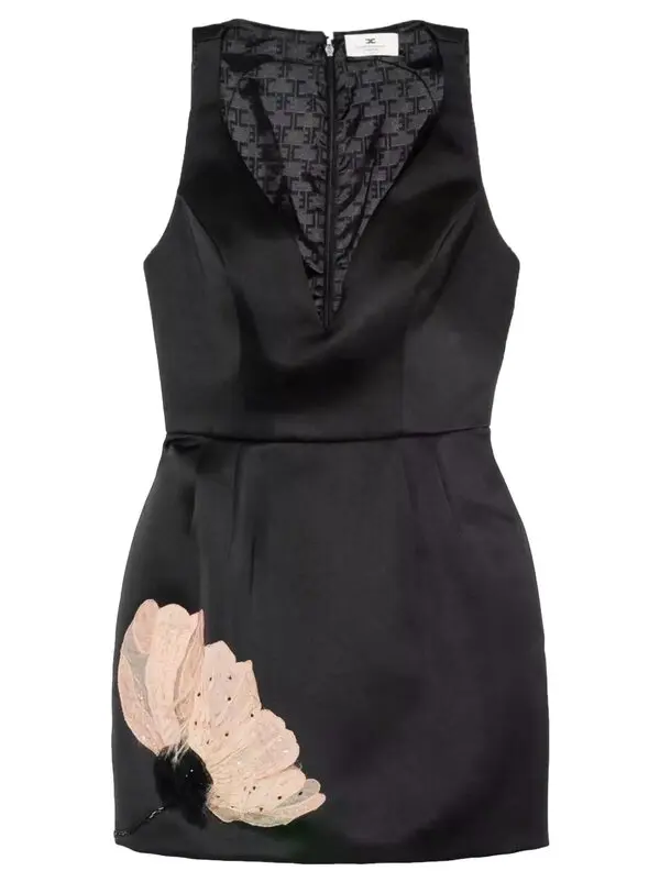 Elisabetta Franchi Floral-embroidery Mini Dress - Black