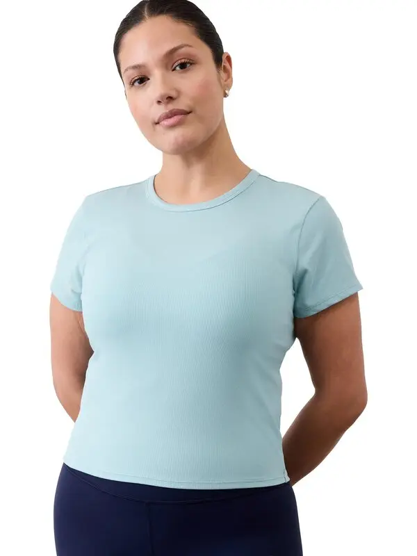 Athleta Signature Rib Crop Tee - Waterloo Blue
