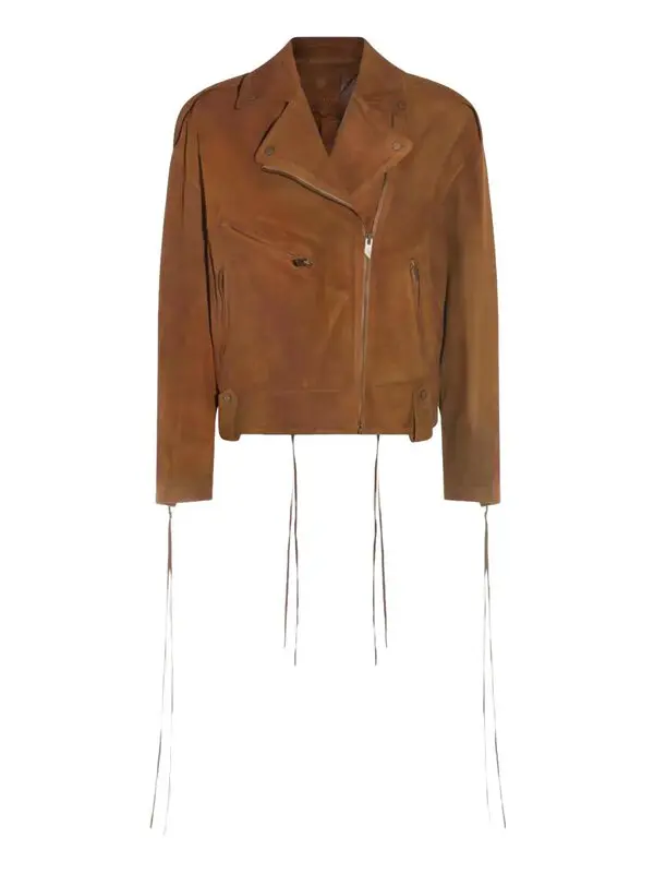 SALVATORE SANTORO Leather Biker Jacket - Brown