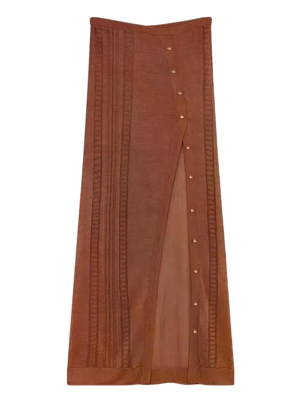 DONDE ESTEBAN Guayabera Knitted Maxi Skirt - Brown