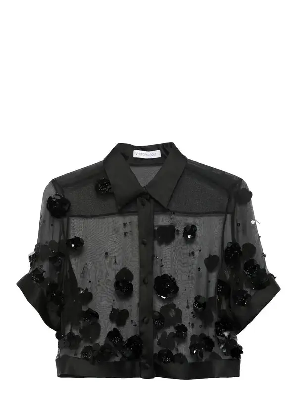 Viktor & Rolf Sequin-embellished Cropped Shirt - Black