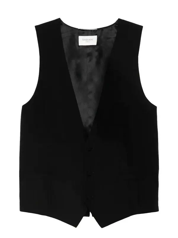 Saint Laurent Silk Crepe Waistcoat - Black