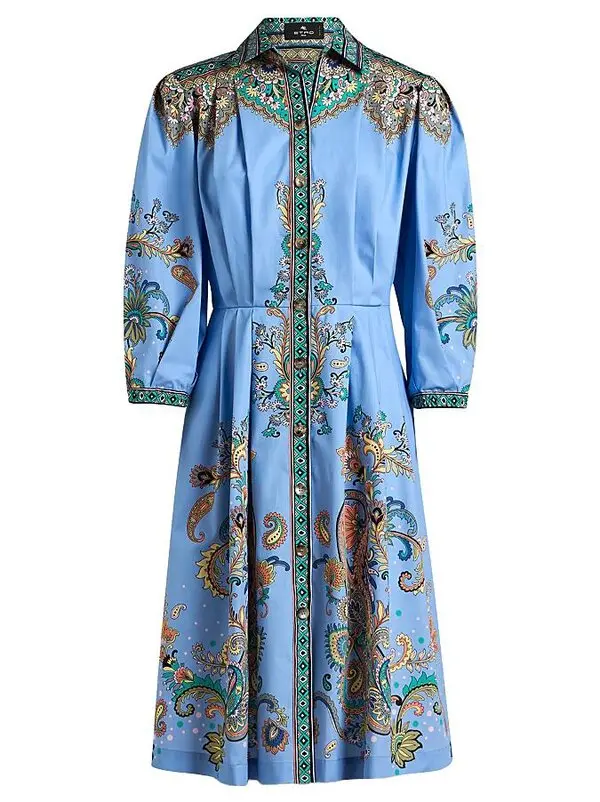 Etro Paisley Print Shirt Dress - Blue Print