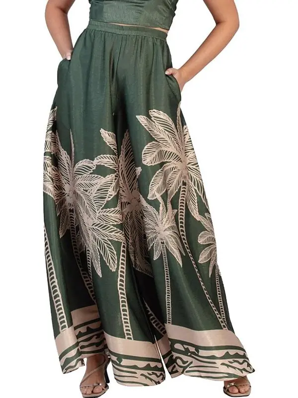 DIARRABLU Jant Coria Printed Wide Leg Pants - Olive