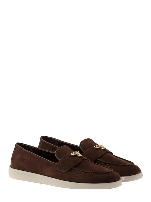 Prada Suede Leather Loafers - Brown