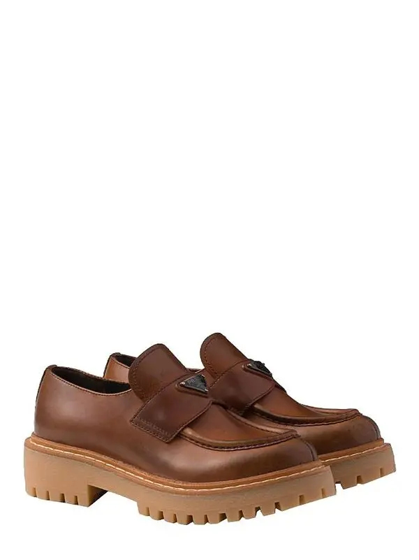 Prada Leather Loafers - Brown