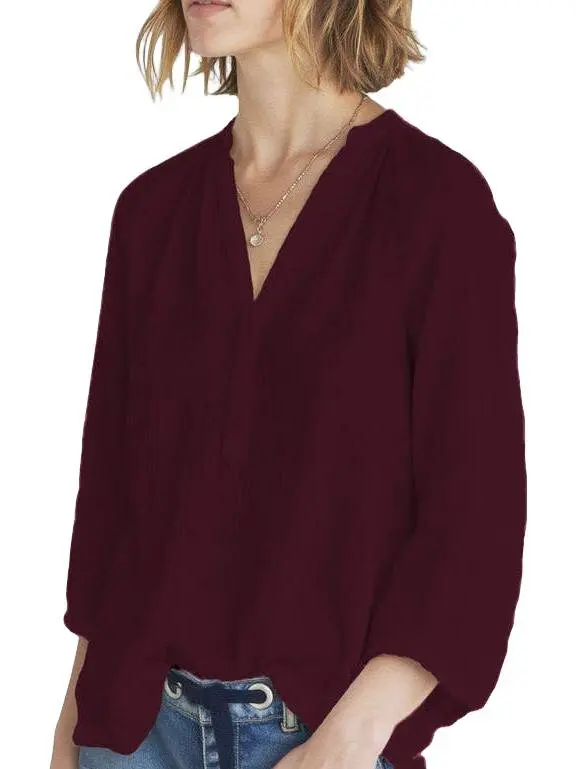 OCEAN+MAIN Gauze Shirt - Burgundy