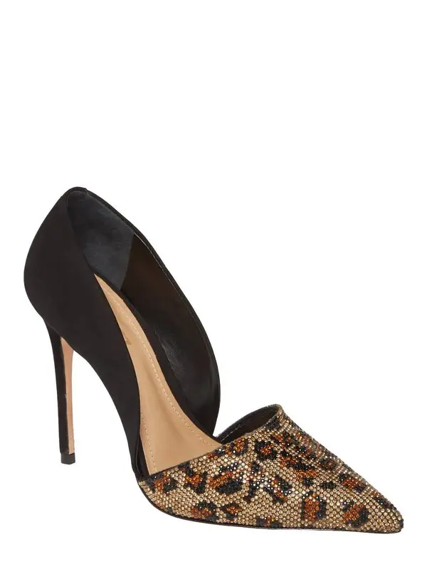 Schutz Totia Crystal Leopard Pumps - Black