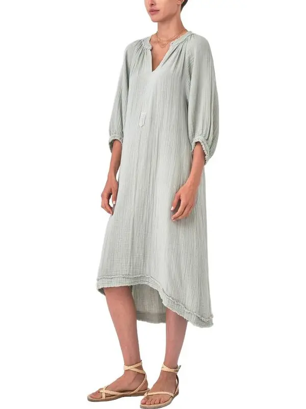 OCEAN+MAIN Gauze A-line Dress With Pockets - Mint